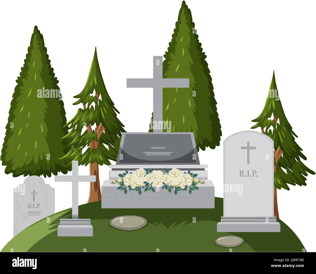 Cemetery graveyard scene isolated illustration Stock Vector Image & Art ...