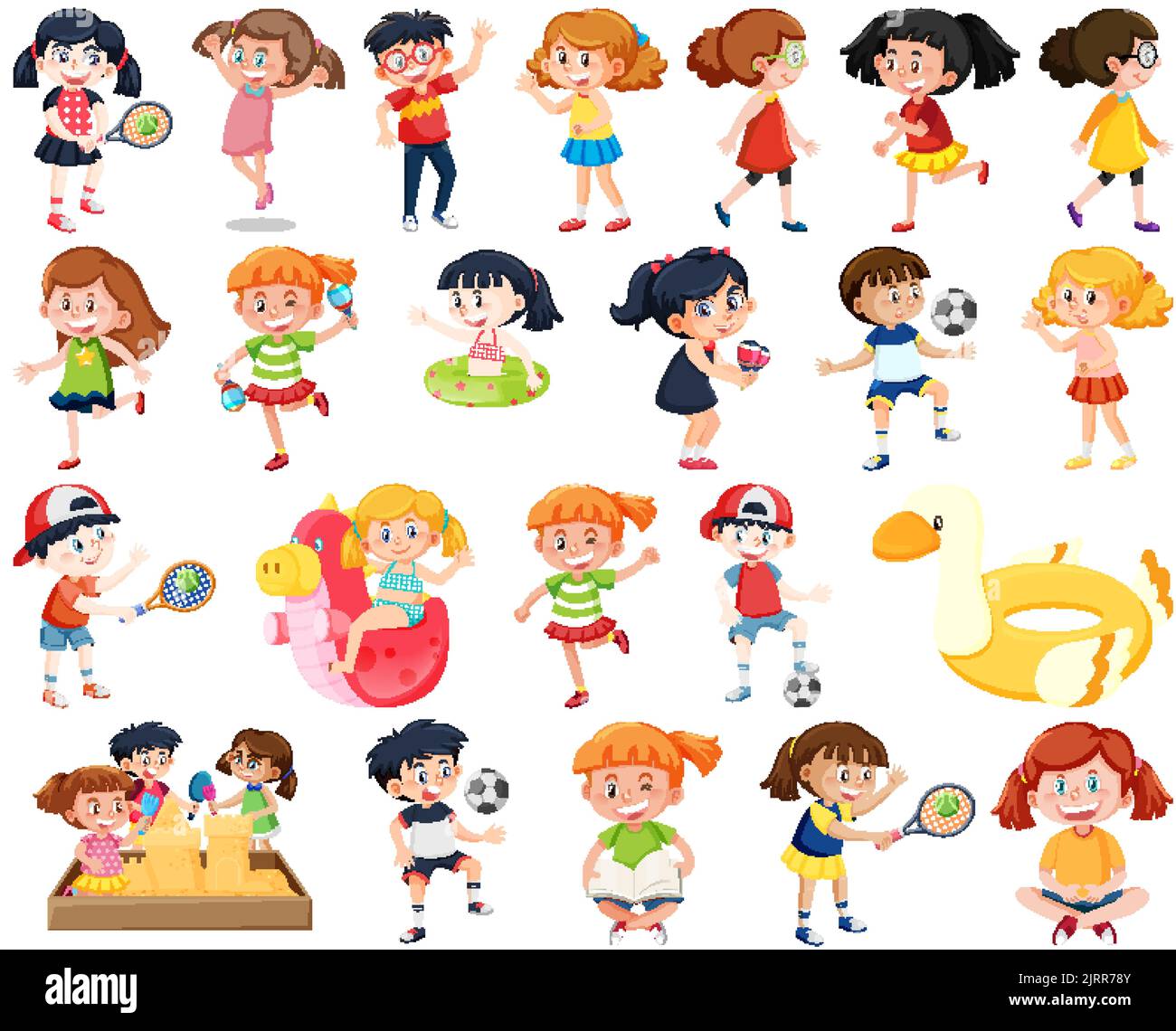Set of children doing different activities illustration Stock Vector ...