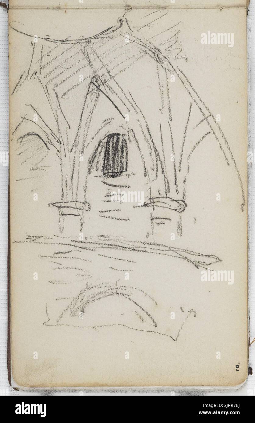 Interior with arches - possibly a church. From: An 1876 sketchbook ...