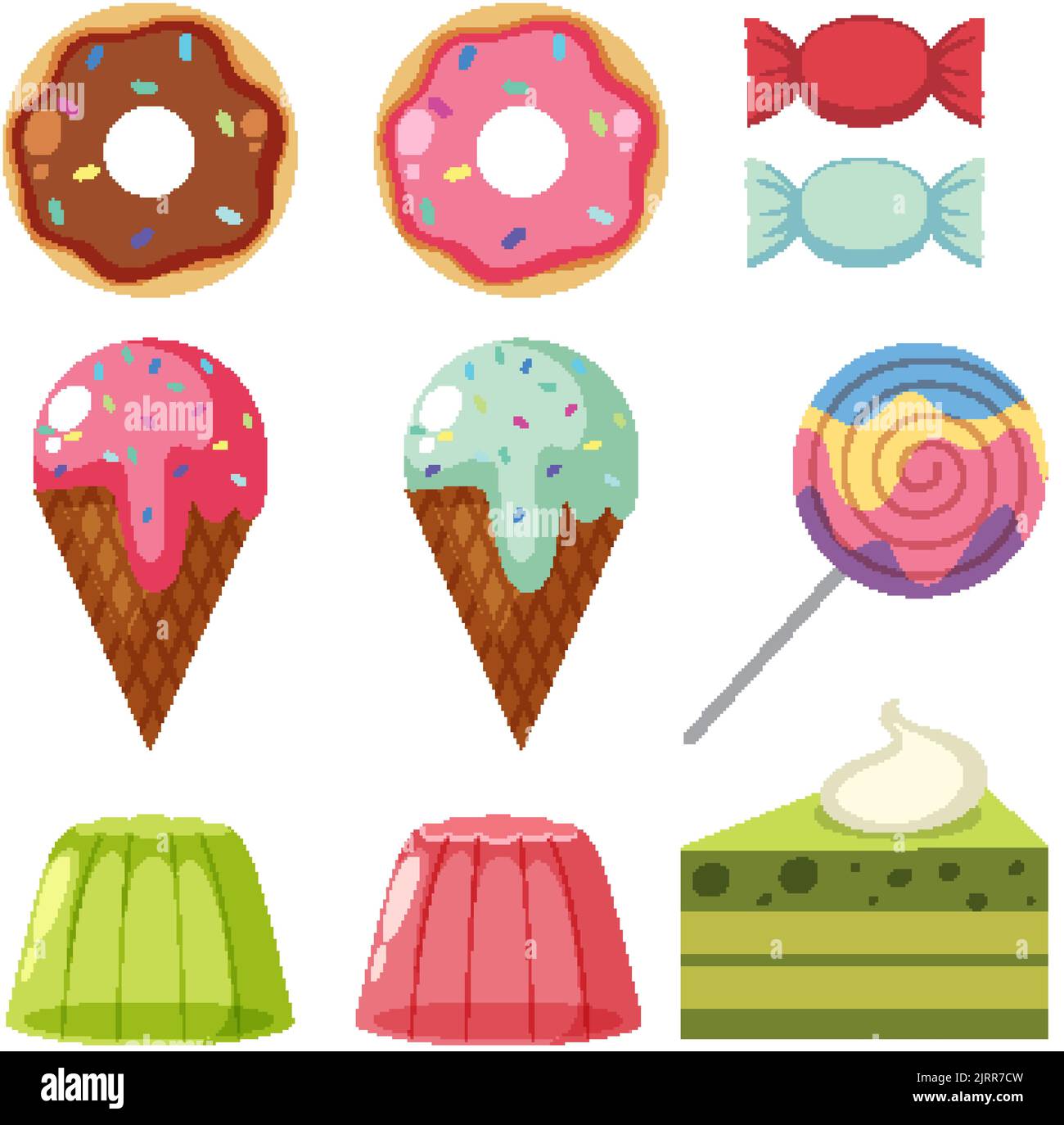 Set of sweet desserts isolated illustration Stock Vector Image & Art ...