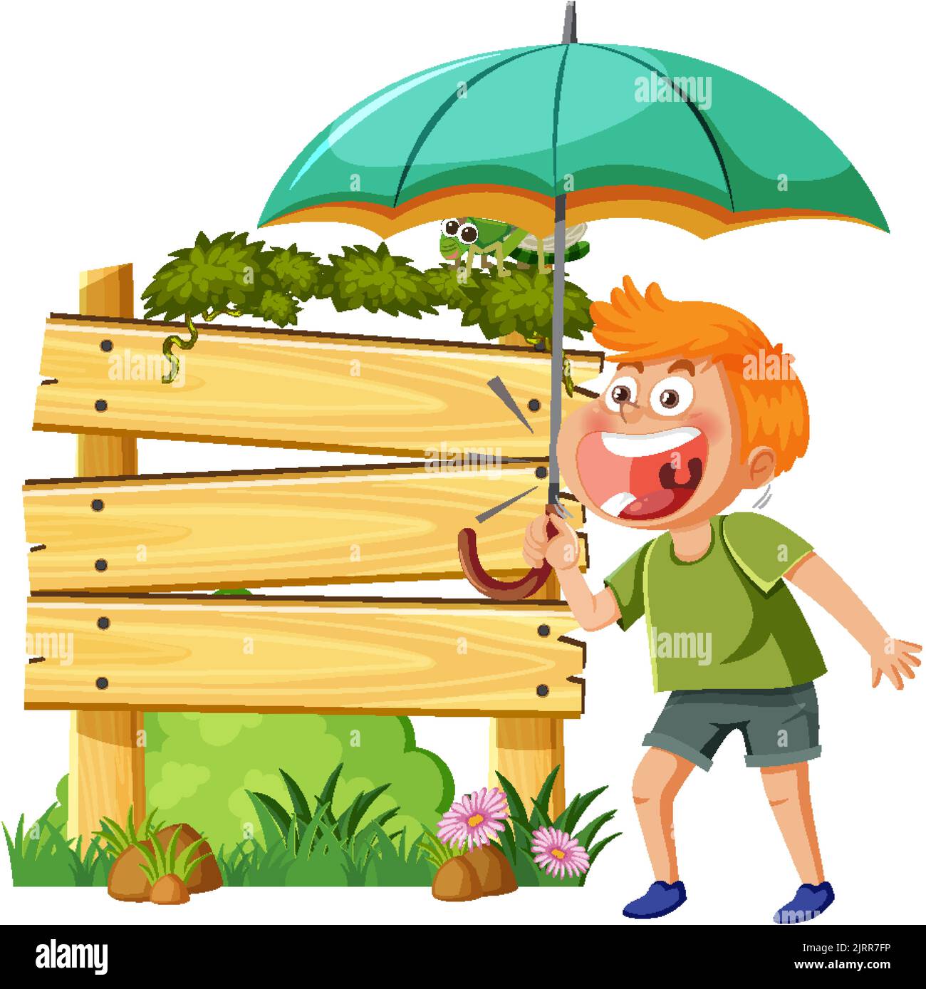Empty board template with cartoon character illustration Stock Vector ...