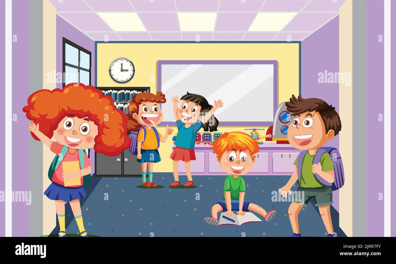 Classroom scene with student kids illustration Stock Vector Image & Art ...