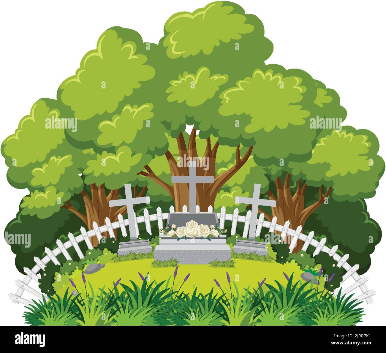 Cemetery graveyard scene isolated illustration Stock Vector Image & Art ...