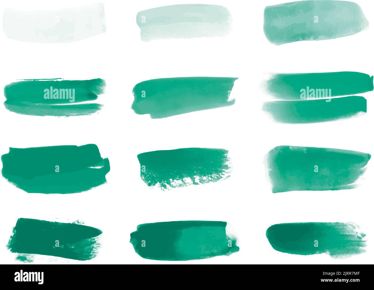 Set of green watercolor brush stroke illustration Stock Vector Image ...