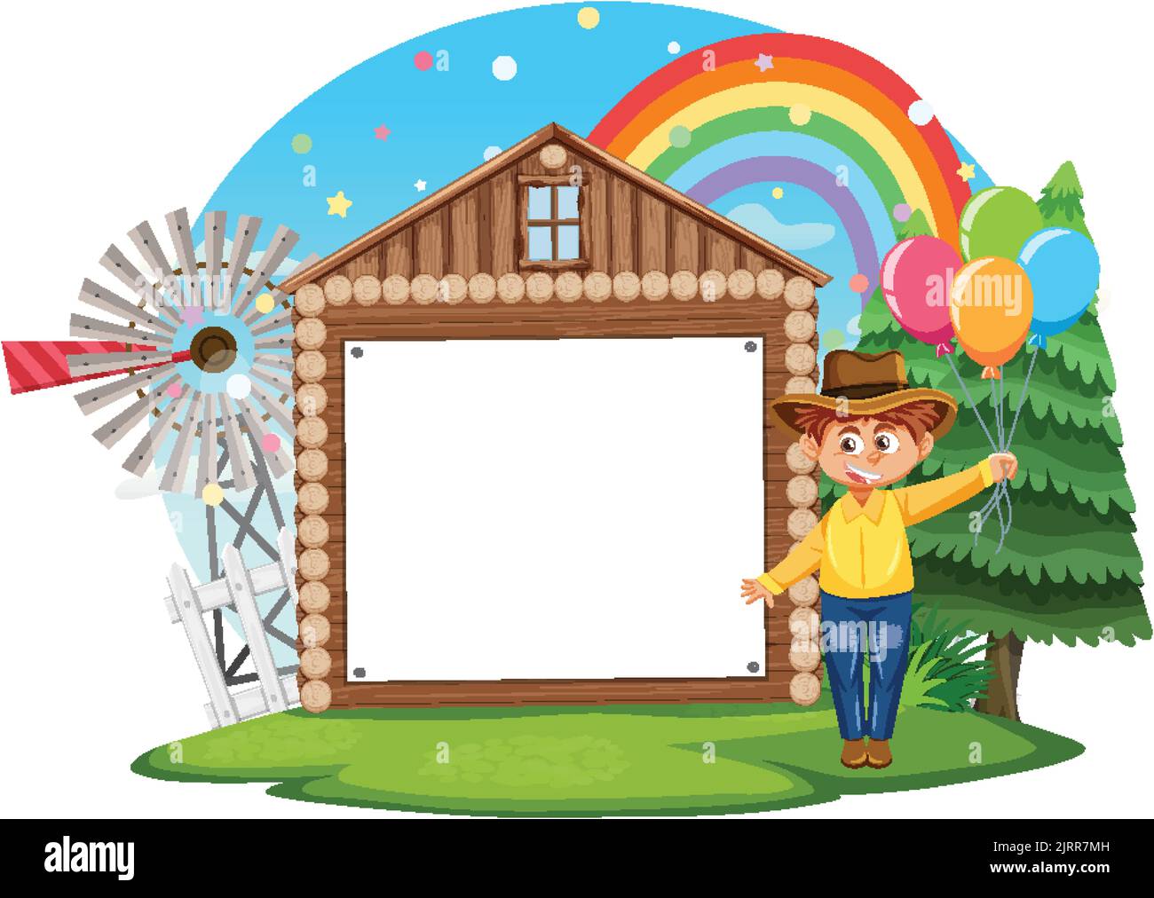 Empty board template with cartoon character illustration Stock Vector ...
