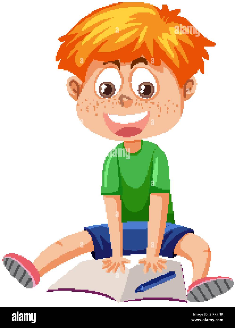Cute little boy doing homework Stock Vector Images - Alamy