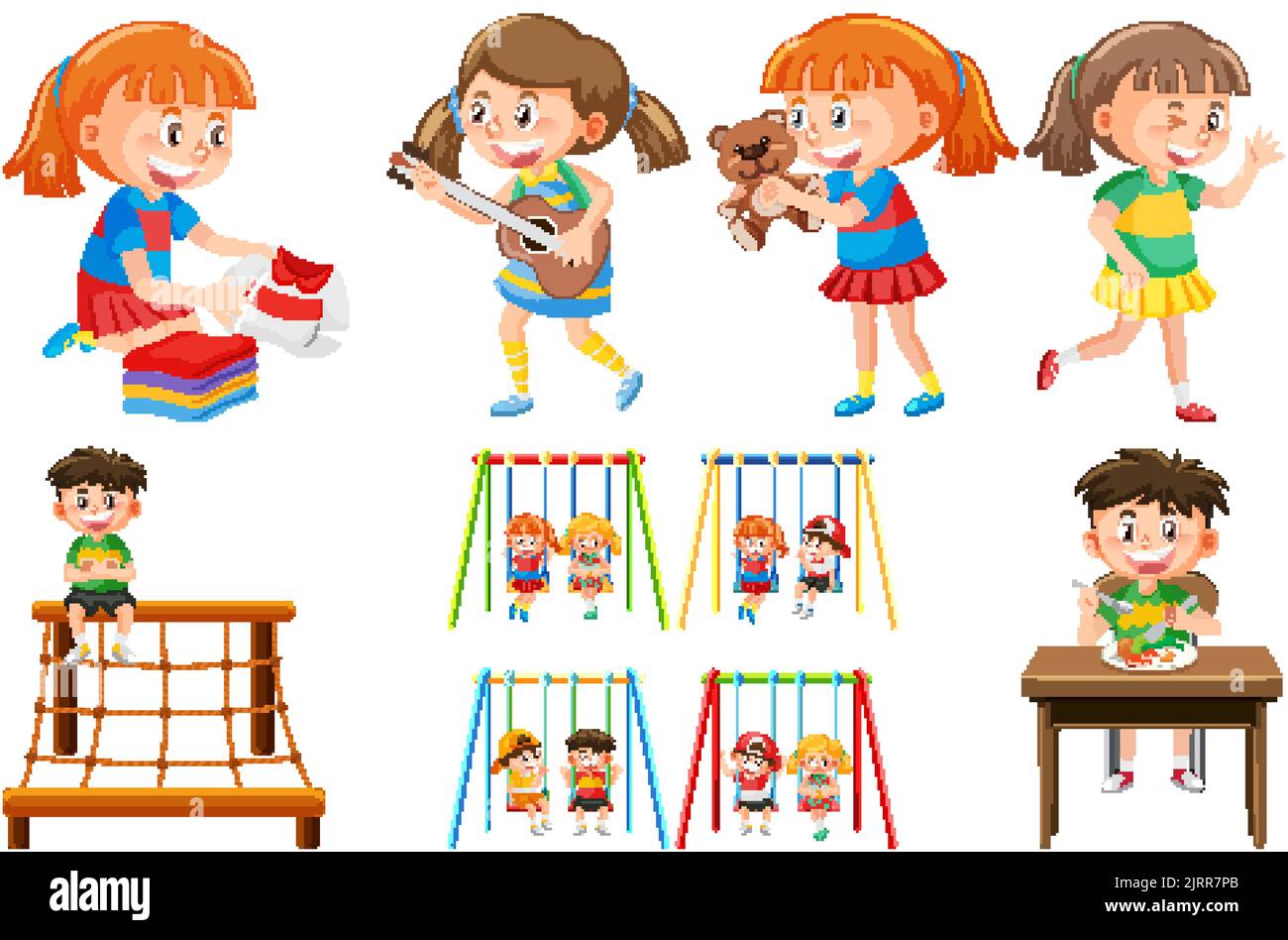 Set of children doing different activities illustration Stock Vector ...