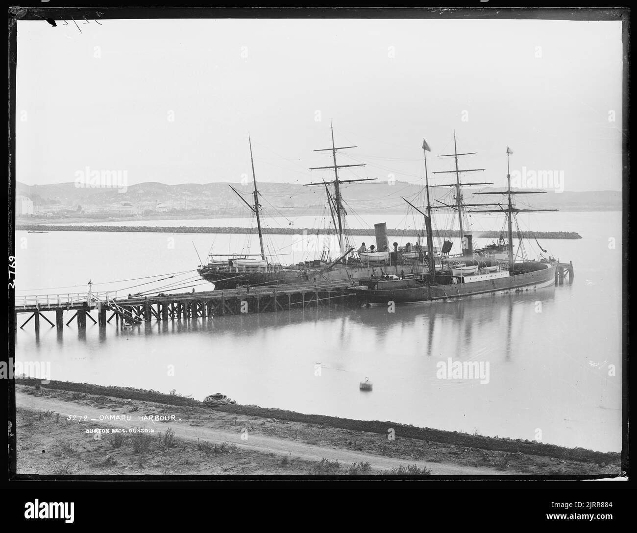 Oamaru Harbour, 1880s, Dunedin, by Burton Brothers Stock Photo - Alamy