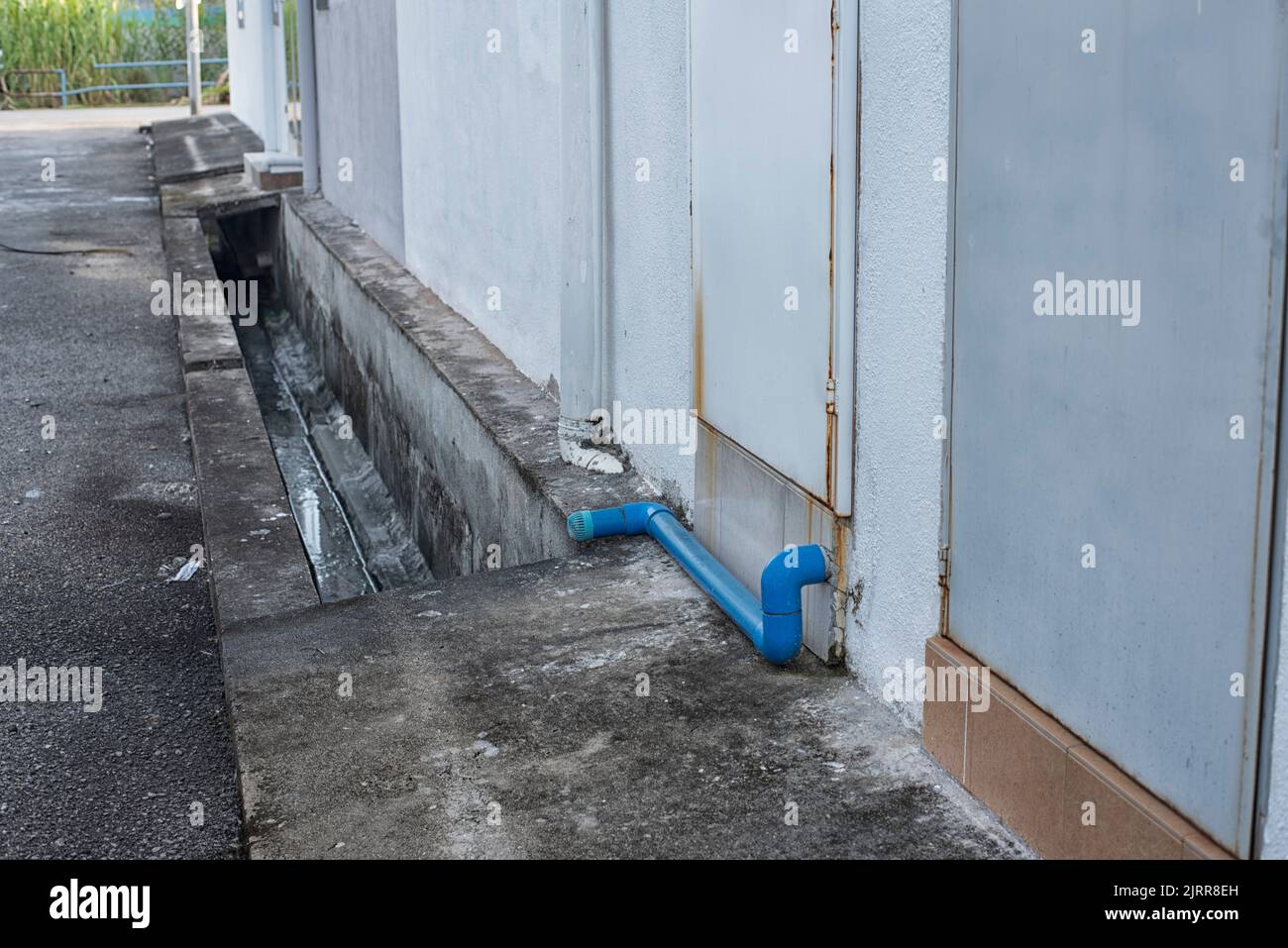outdoor concrete drainage system at the residence houses Stock Photo ...