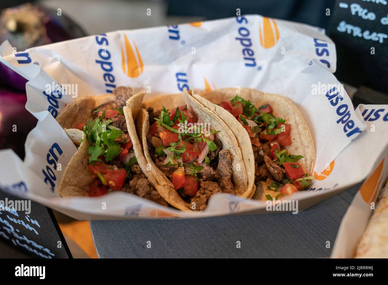 New Yokr, NY - August 25, 2022: Steak Tacos by Taqueria Nixtamal on ...