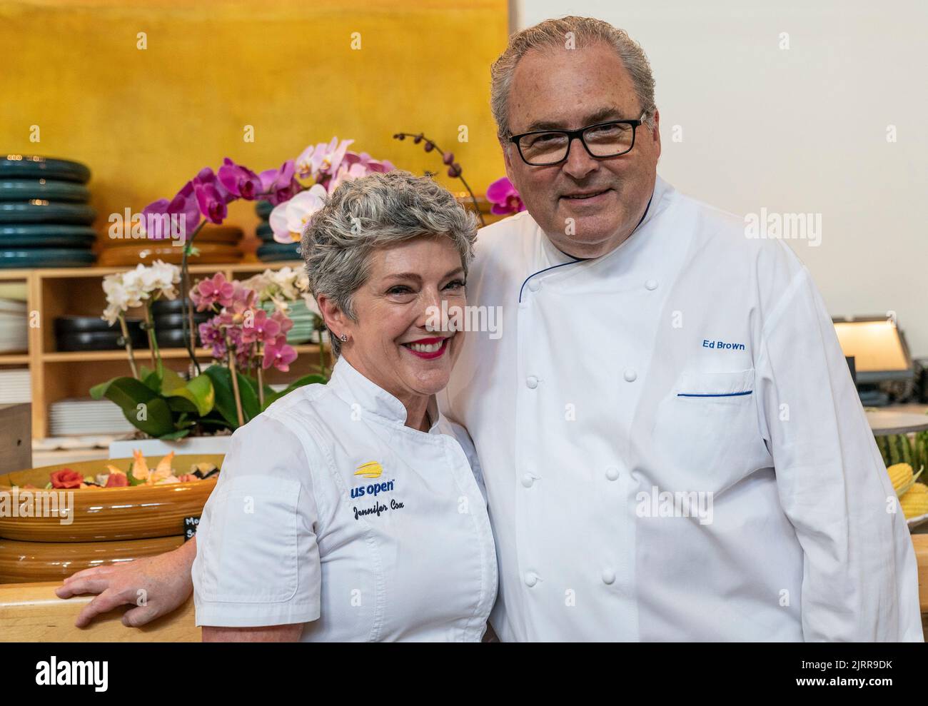 Celebrity chefs Jennifer Cox and Ed Brown attend 2022 US Open food ...