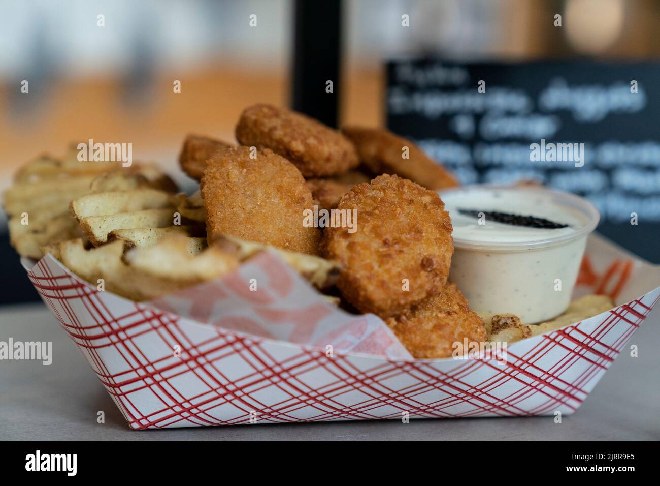 Vegan plant based nuggets by Fuku on display at 2022 US Open food ...