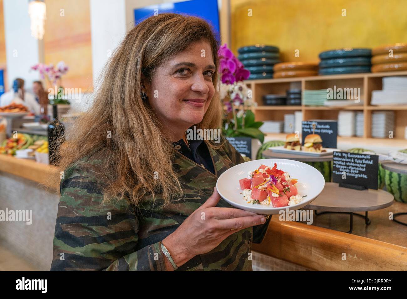 New Yokr, NY - August 25, 2022: Celebrity chef Alex Guarnaschelli holds ...