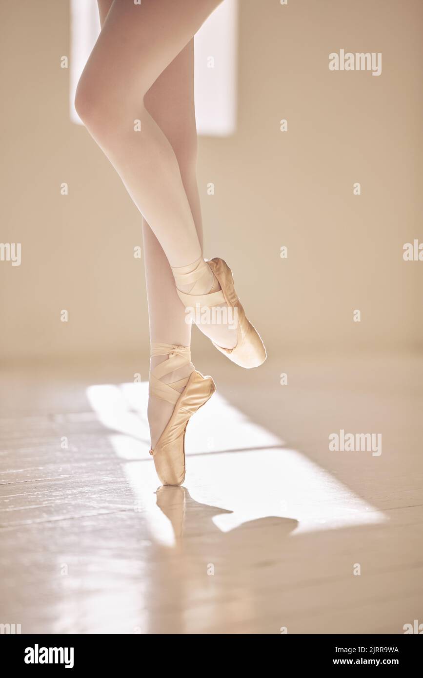 Ballet, dance and balance of a dancer shoes, ballerina and performance ...