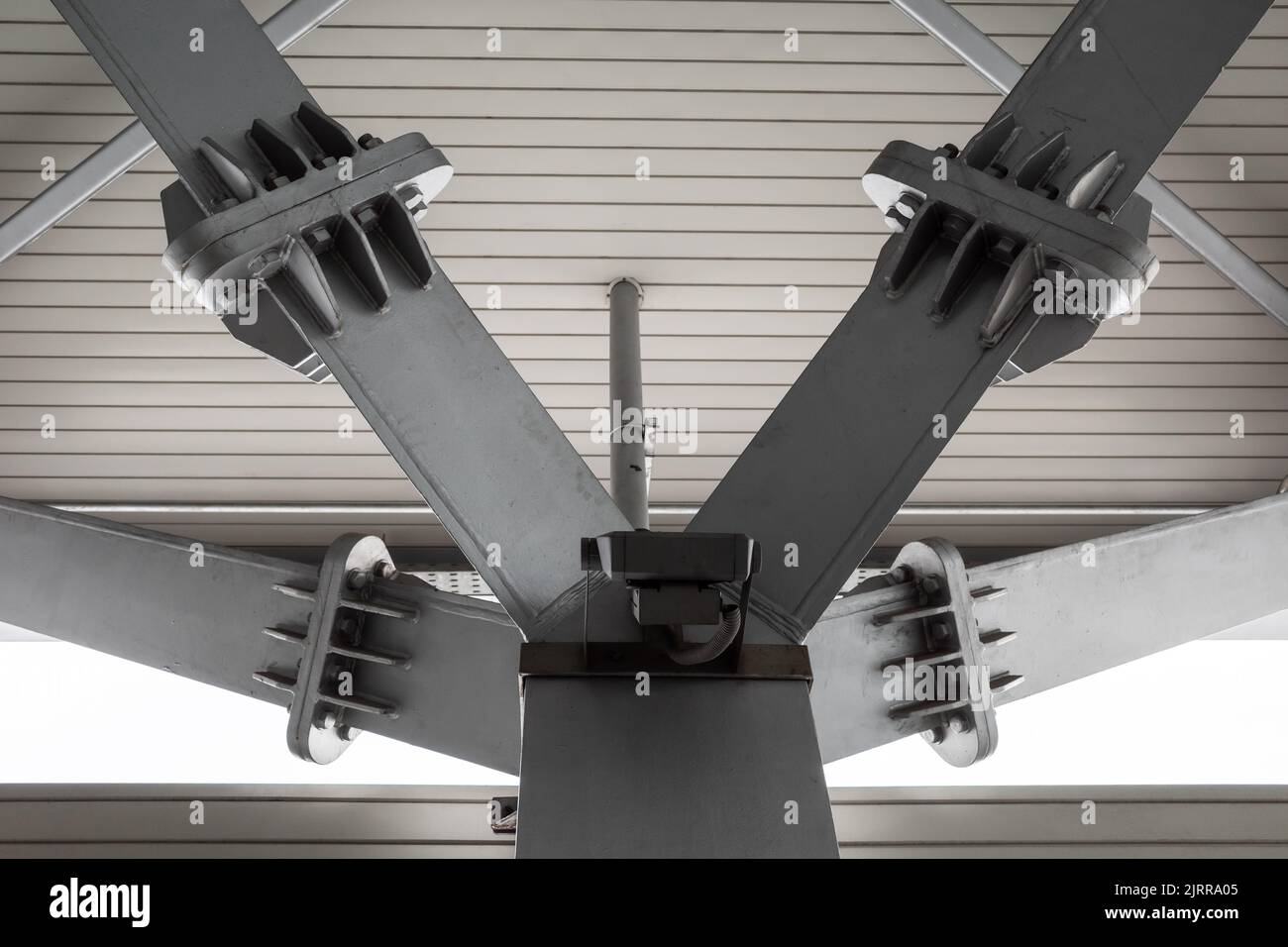 Roof steel pole joint design structure Stock Photo - Alamy