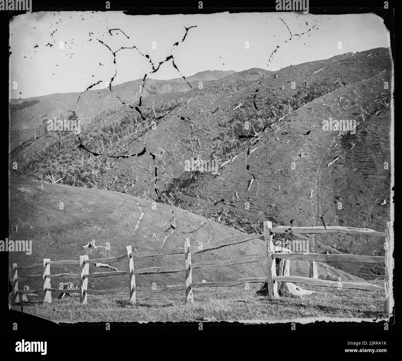 Farmland scene, circa 1878, North Island, by James Bragge Stock Photo ...