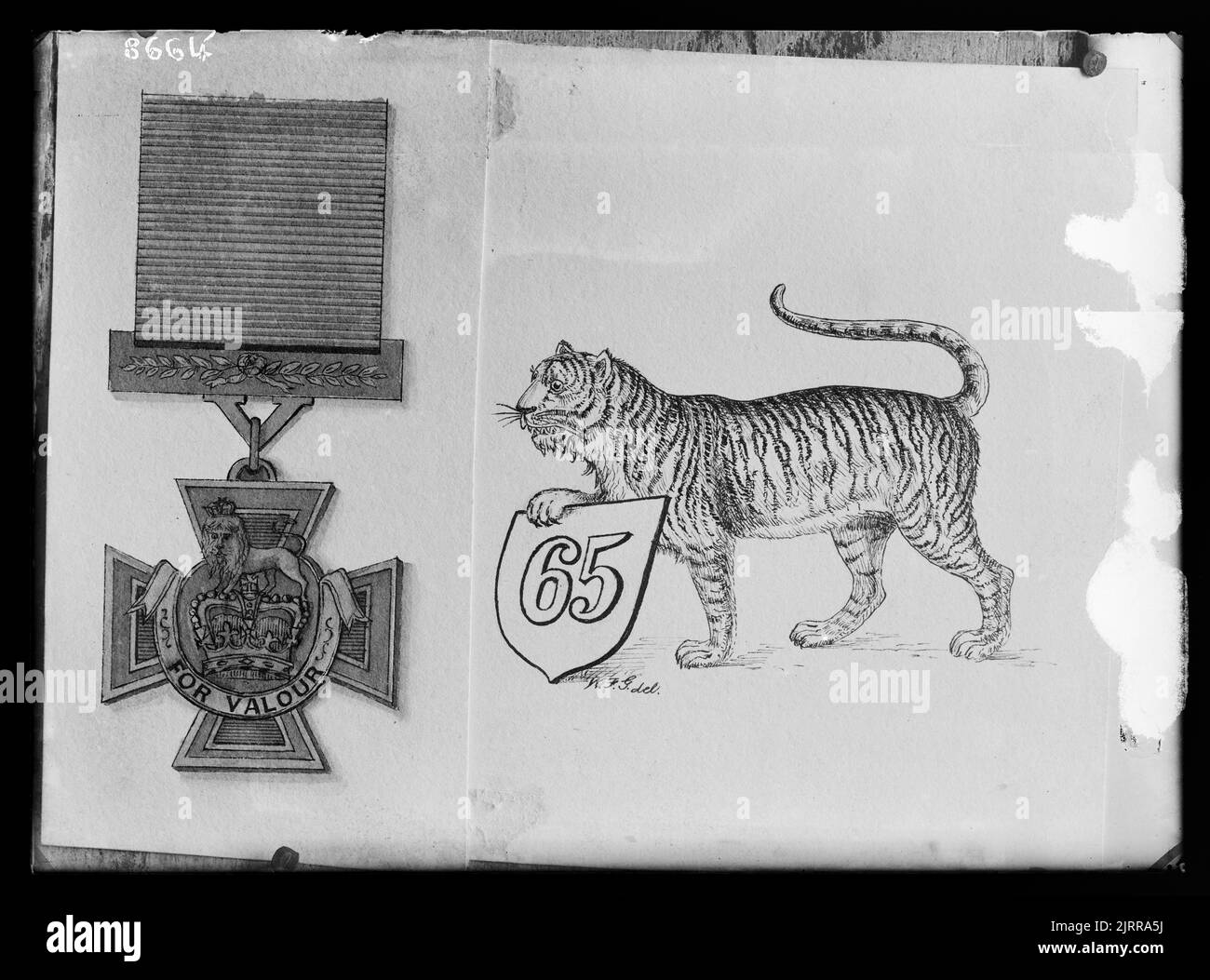 Victoria Cross and 65th Tiger insignia Stock Photo - Alamy