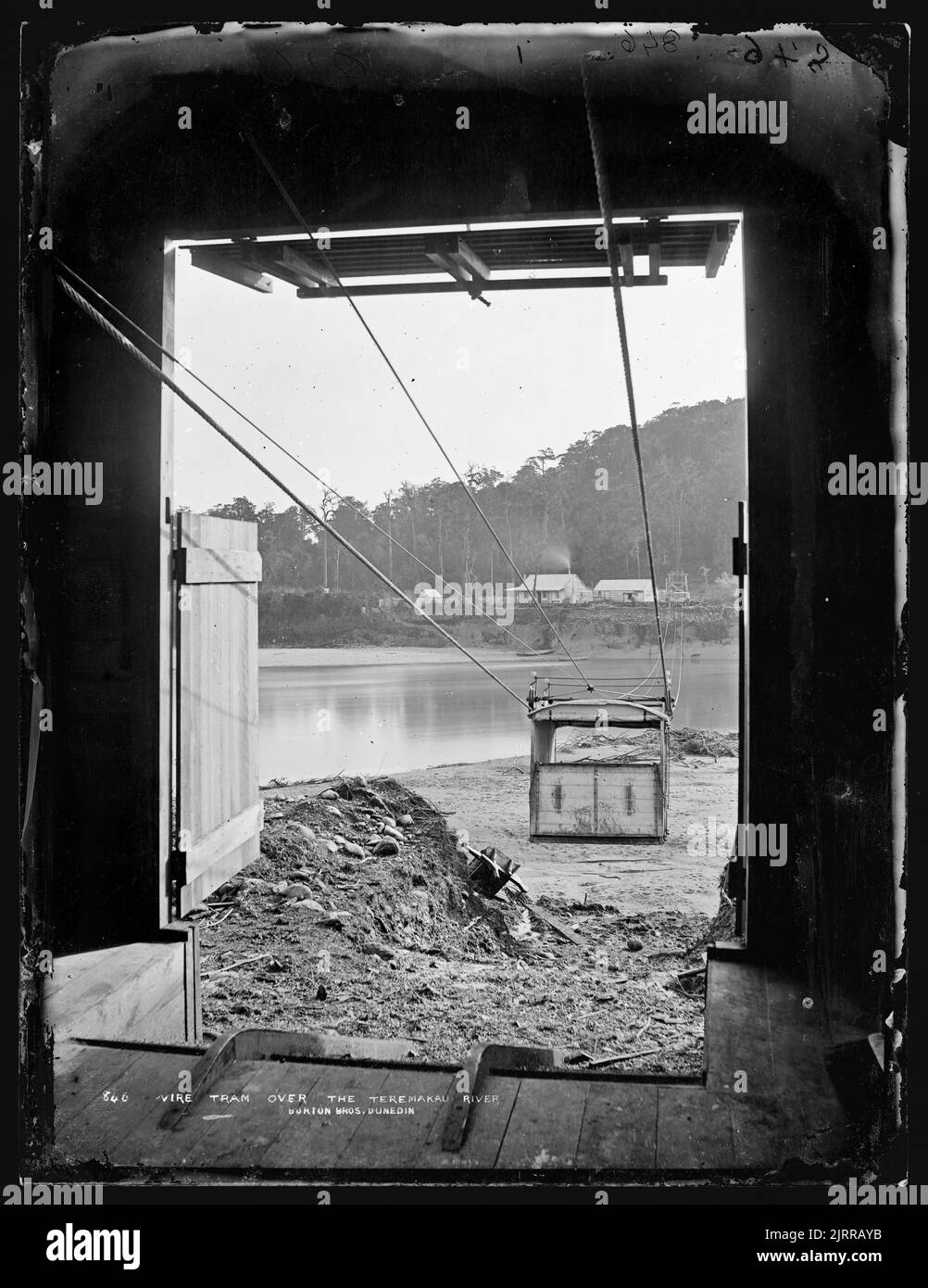 Wire tram over the Teremakau River, New Zealand, by Burton Brothers ...