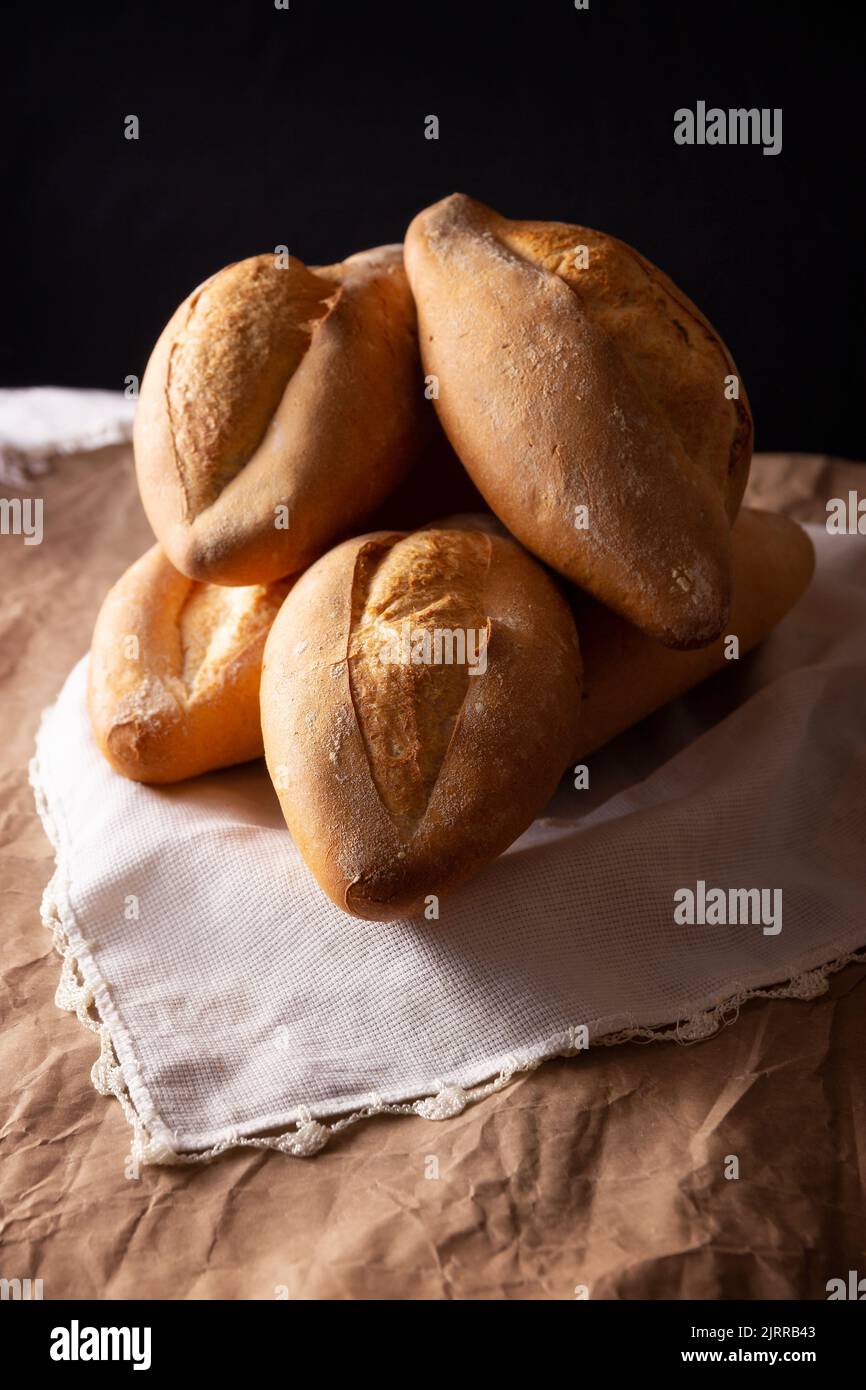 Bolillos. Traditional mexican bakery. White bread commonly used to ...