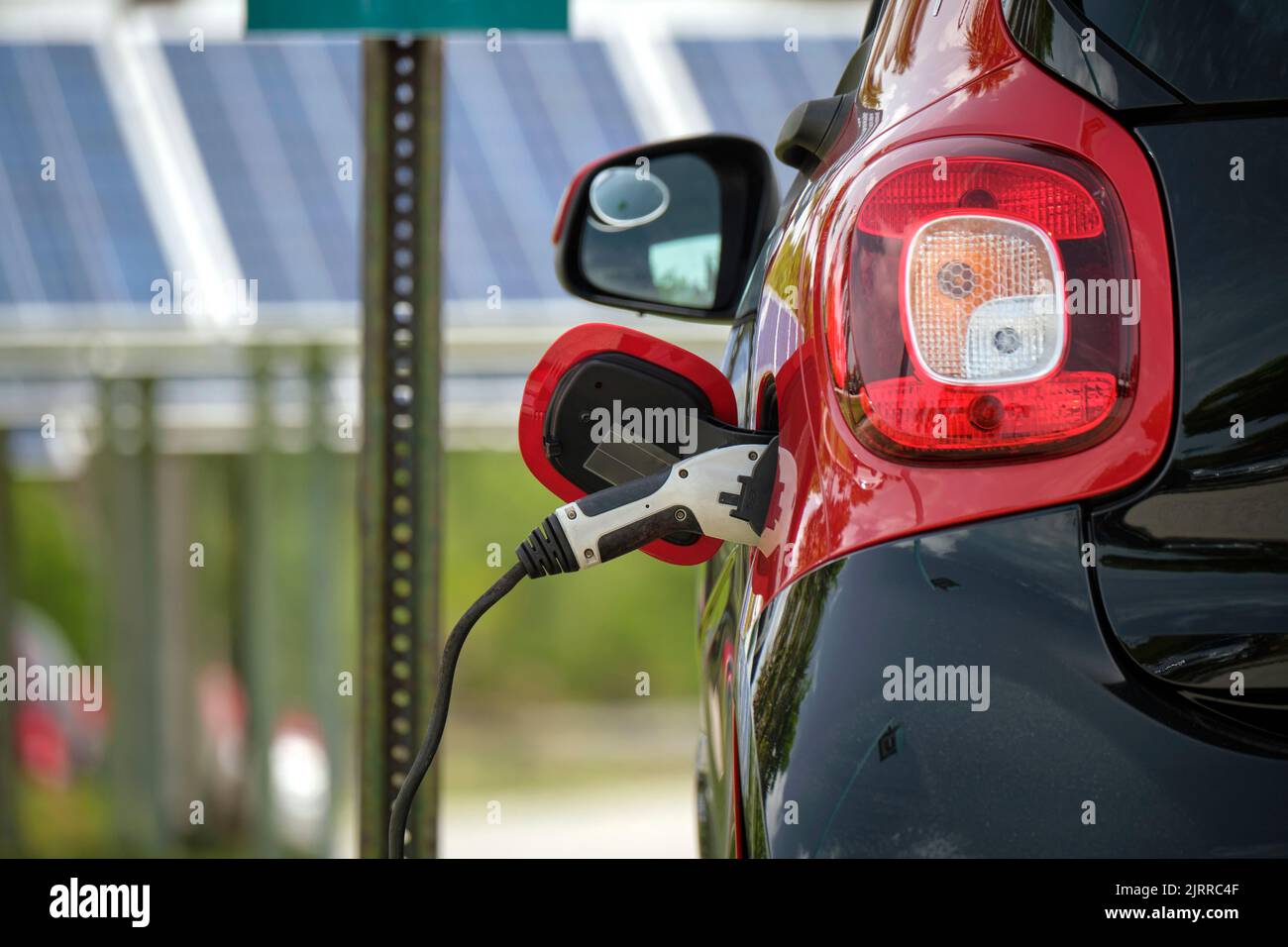 Electric plug-in car charging with electricity from solar renewable ...