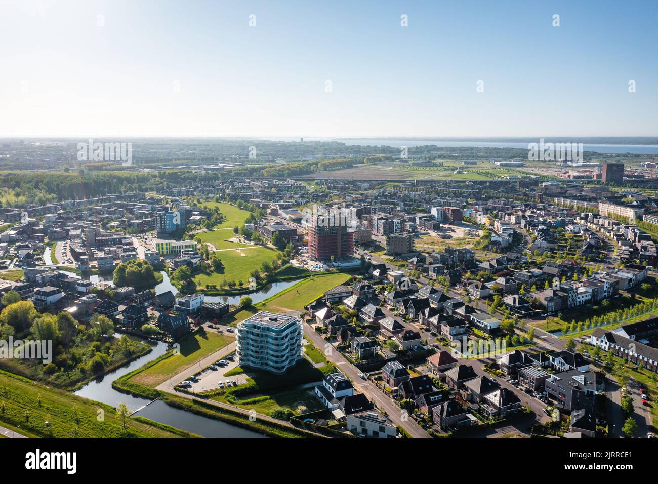 Almere Poort district in a new green growing city in The Netherlands ...