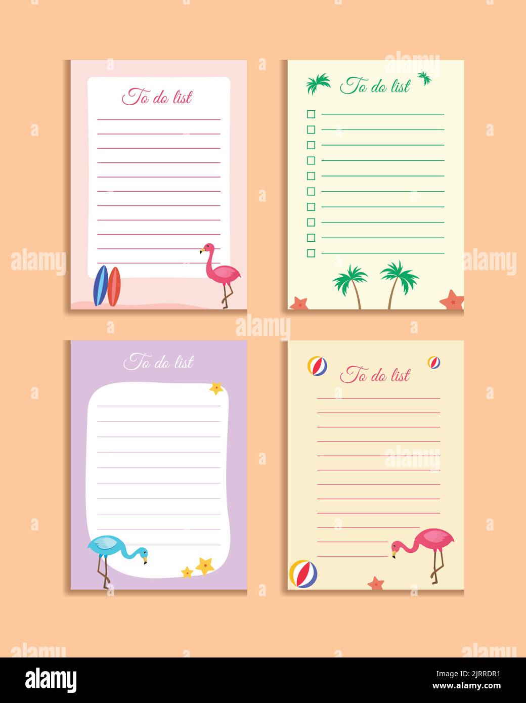 A vector of notepad to do list pages isolated in orange background ...