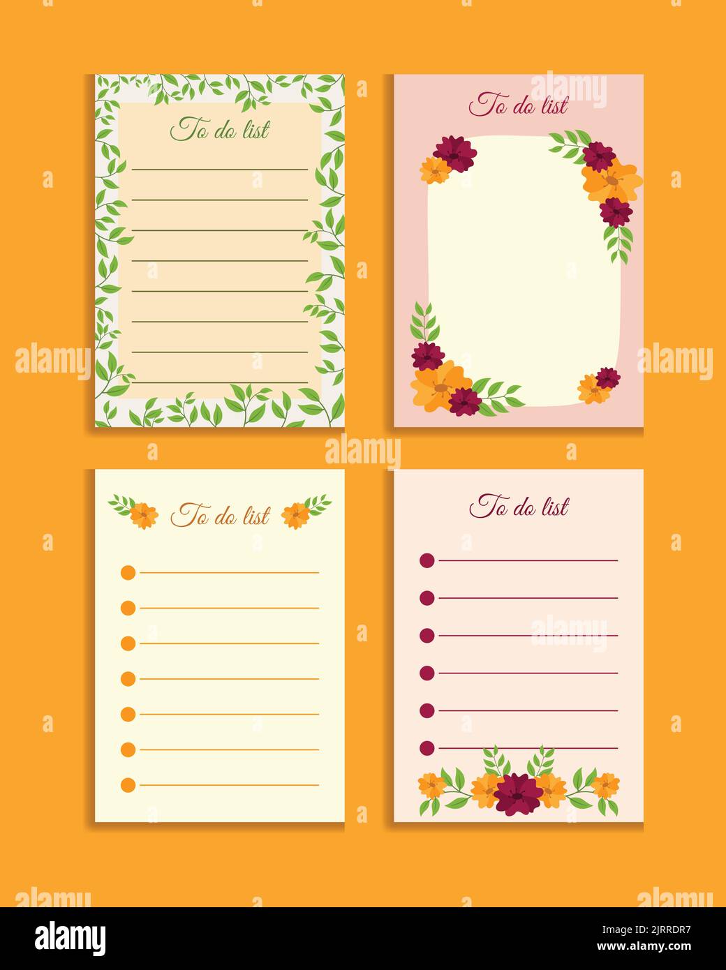 A vector of notepad to do list pages isolated in orange background ...