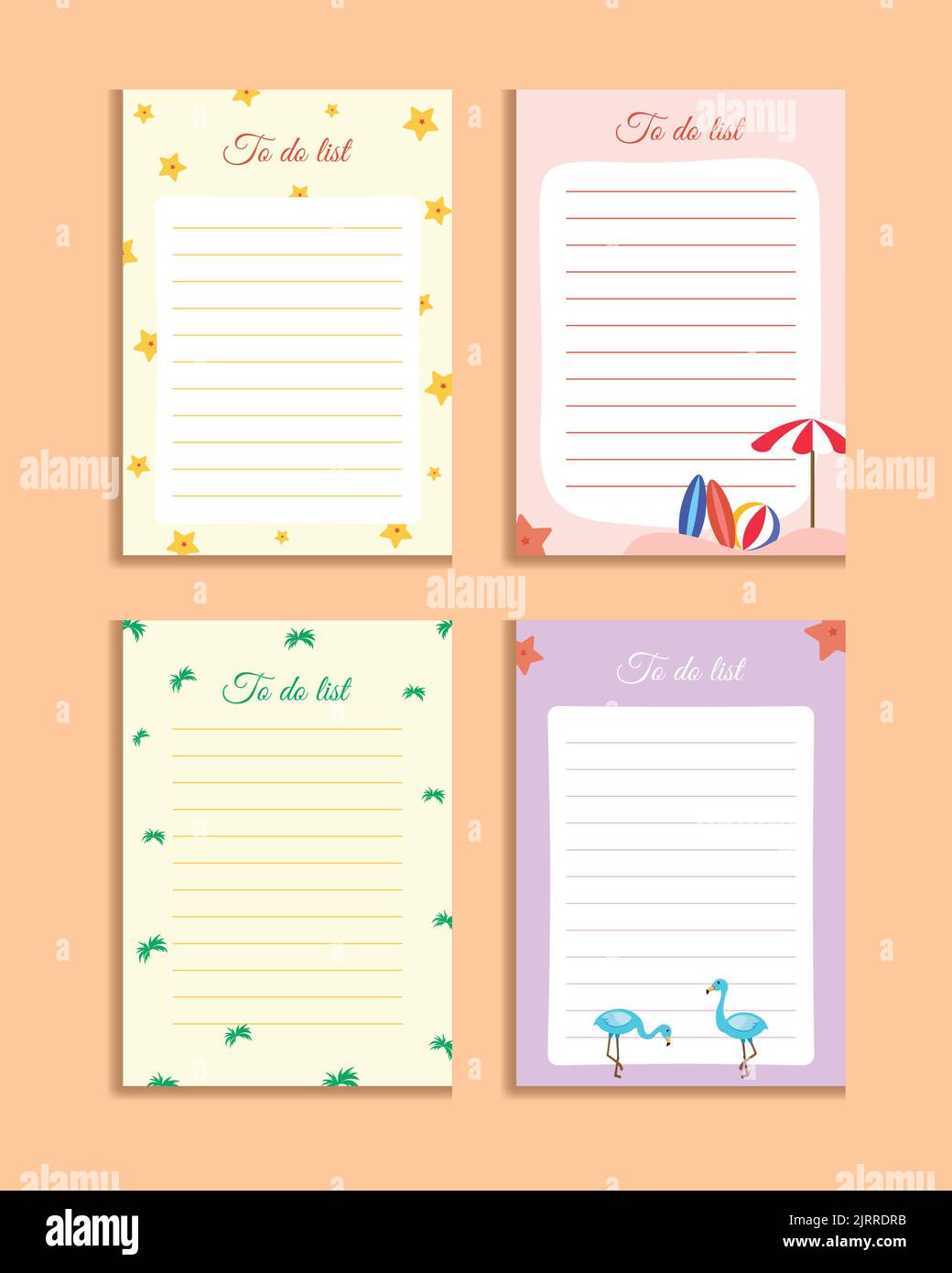 A vector of notepad to do list pages isolated in orange background ...