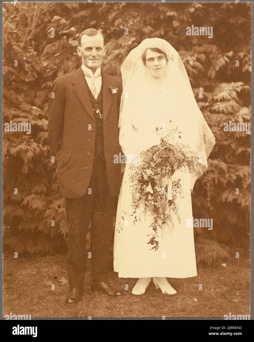 "The bride and bridegroom": 'Dora's Wedding, Apr. 18. 1918'. From the album: Family photograph ...