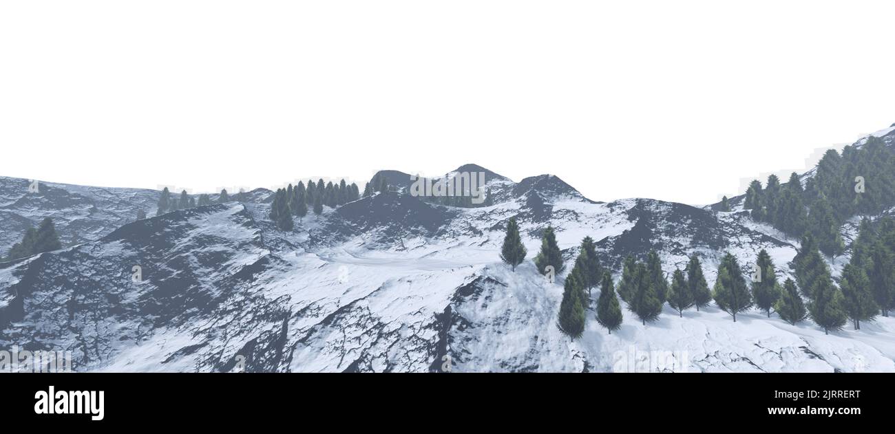 3D illustration snowy mountains Isolate on white background Stock Photo ...