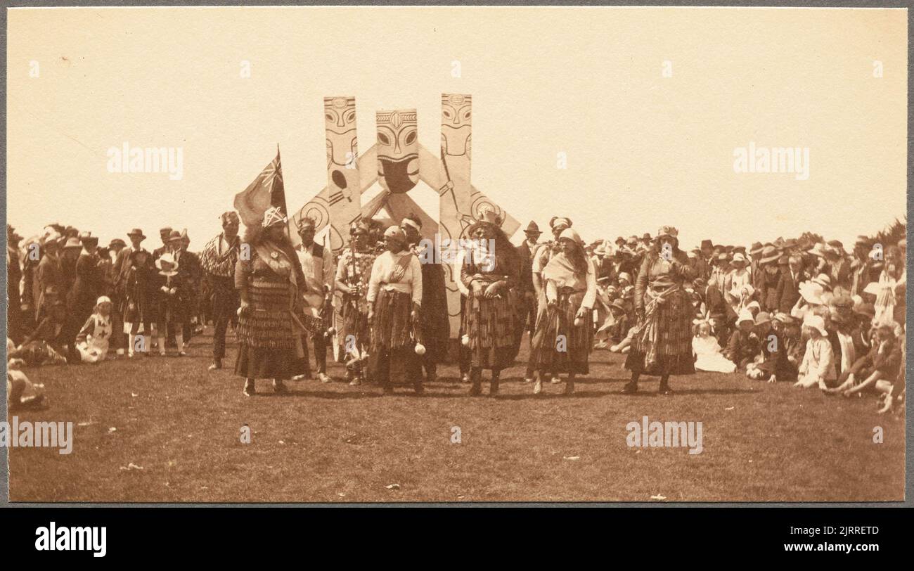 "Maori group": 'Armistice Celebrations in Levin, Nov. 13. 1918'. From the album: Family ...