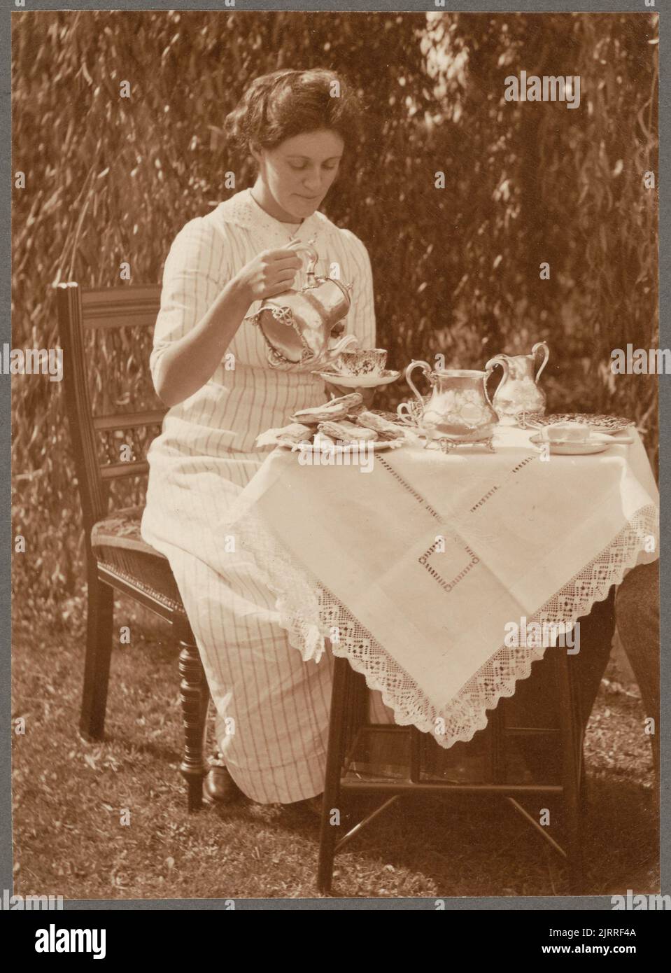 Easter Monday at Bruce Road. March 24, 1913: Afternoon tea. From the album: Family photographs ...