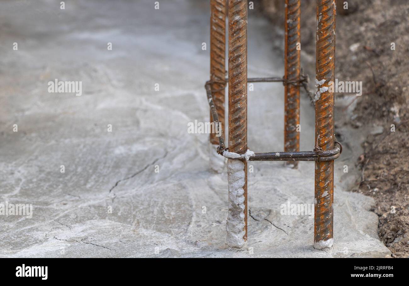 Reinforcement fixed in concrete - the future concrete column. for a ...