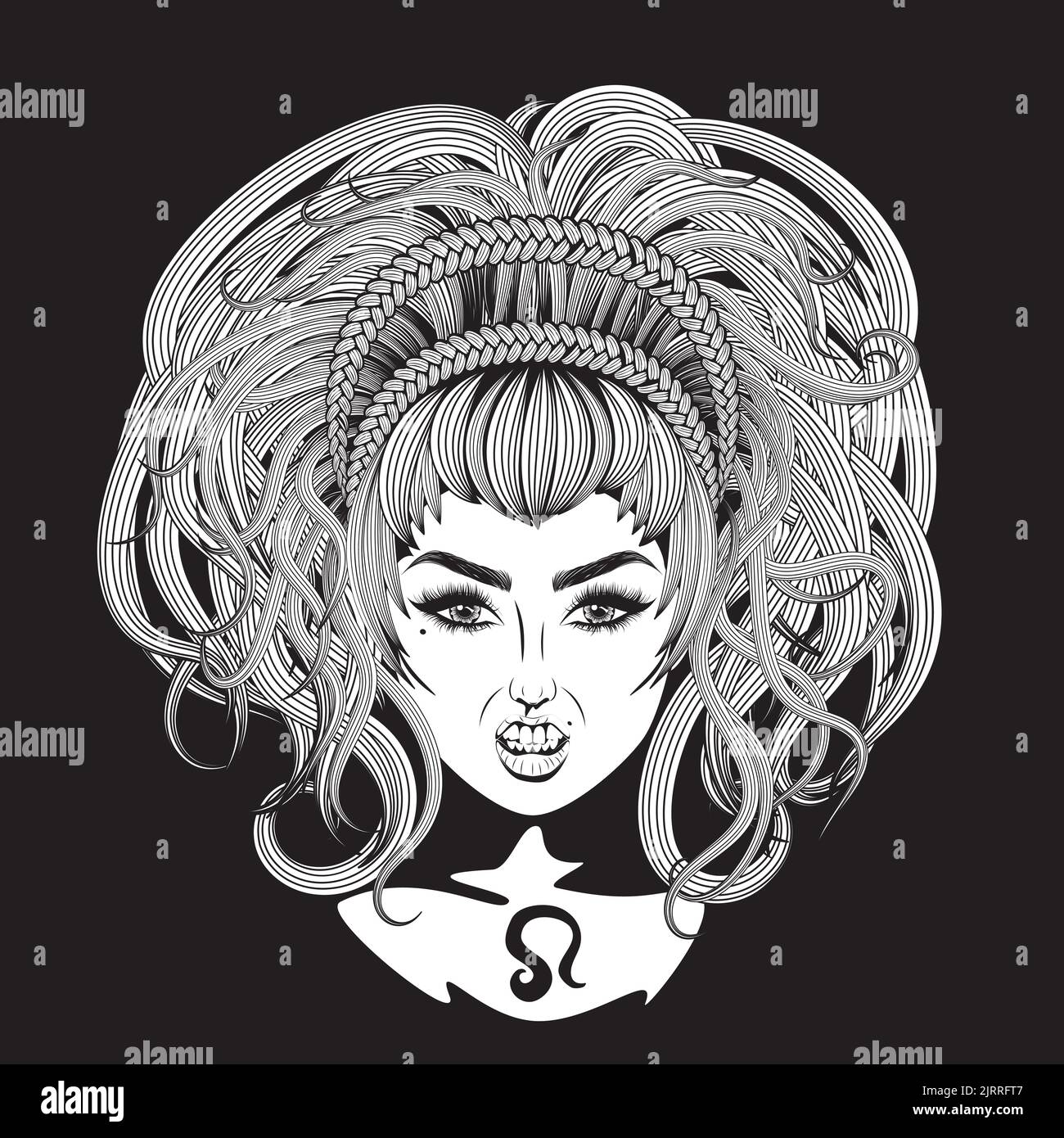 Abstract fantasy Leo girl, zodiac sign avatar design Stock Vector Image ...