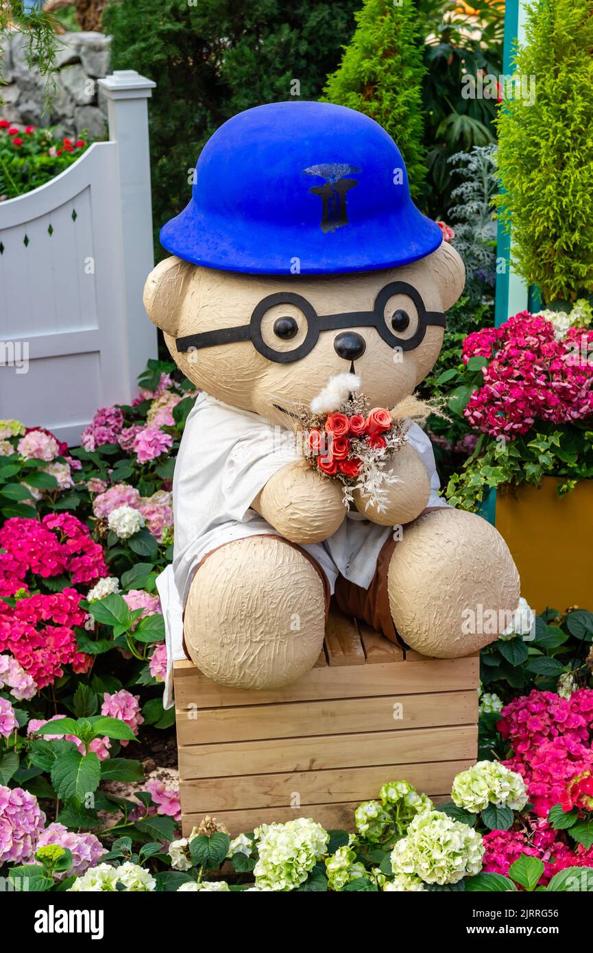 A cuddly Teddy bear at the Dutch Section in the Flower Dome at the ...