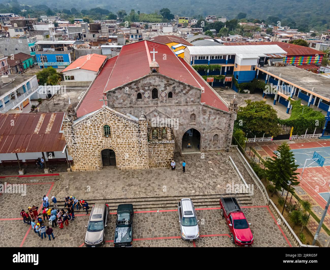 Beautiful Aerial View Of San Juan La Laguna Small Town In The Guatemala