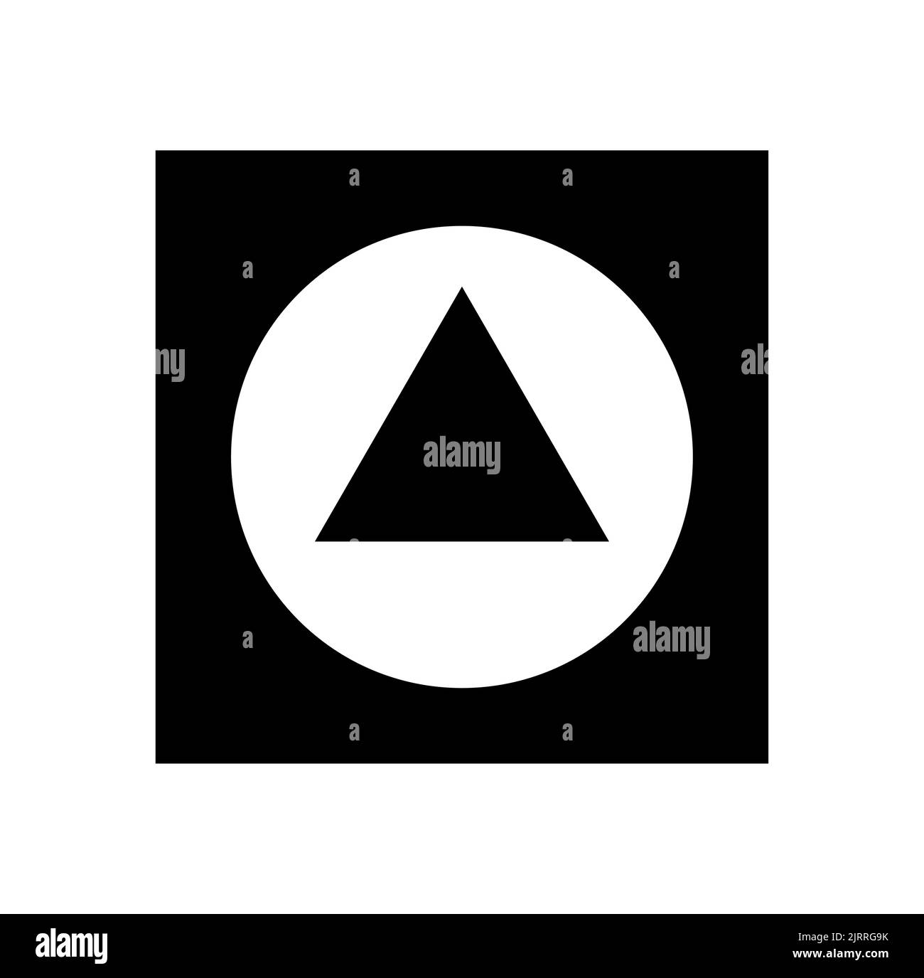 A black triangle icon in a white circle on the black background Stock Vector Image & Art - Alamy