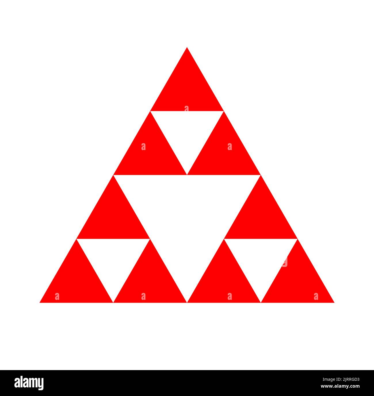 A red triangle icon on white background with little white triangles ...