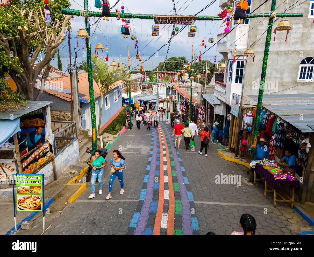 Beautiful aerial view of San Juan la Laguna small town in the Guatemala ...