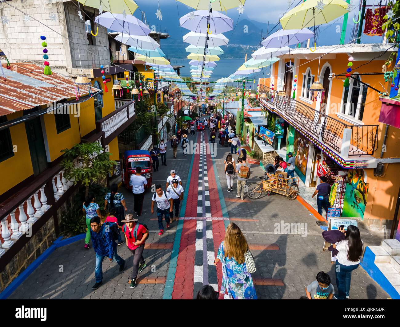 Beautiful Aerial View Of San Juan La Laguna Small Town In The Guatemala