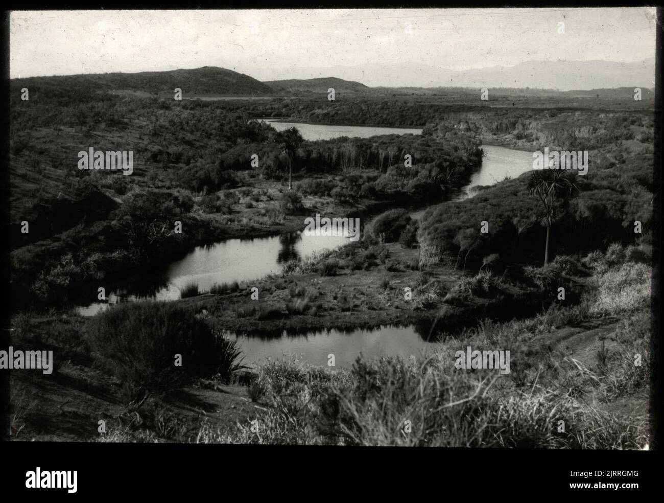 Very long sinuous lagoon on horowhenua dune belt hi-res stock ...