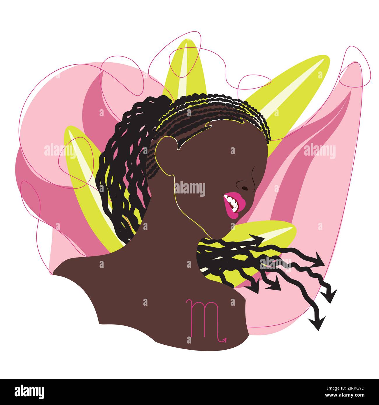 Astrological sign of Scorpio as a beautiful african american woman with ...