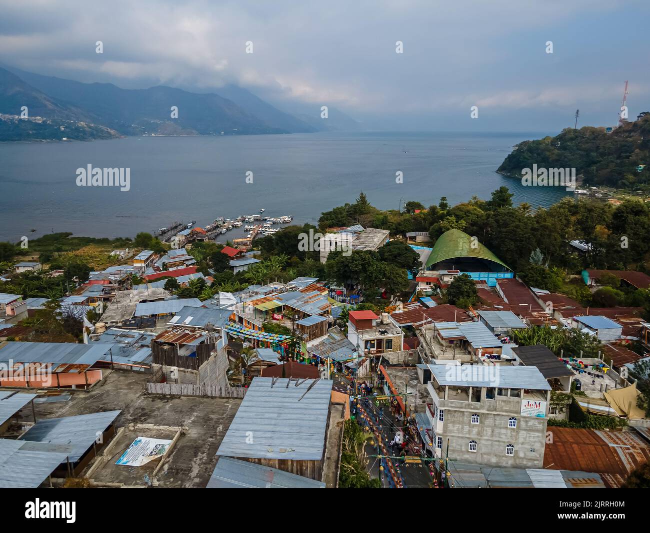 Beautiful aerial view of San Juan la Laguna small town in the Guatemala ...