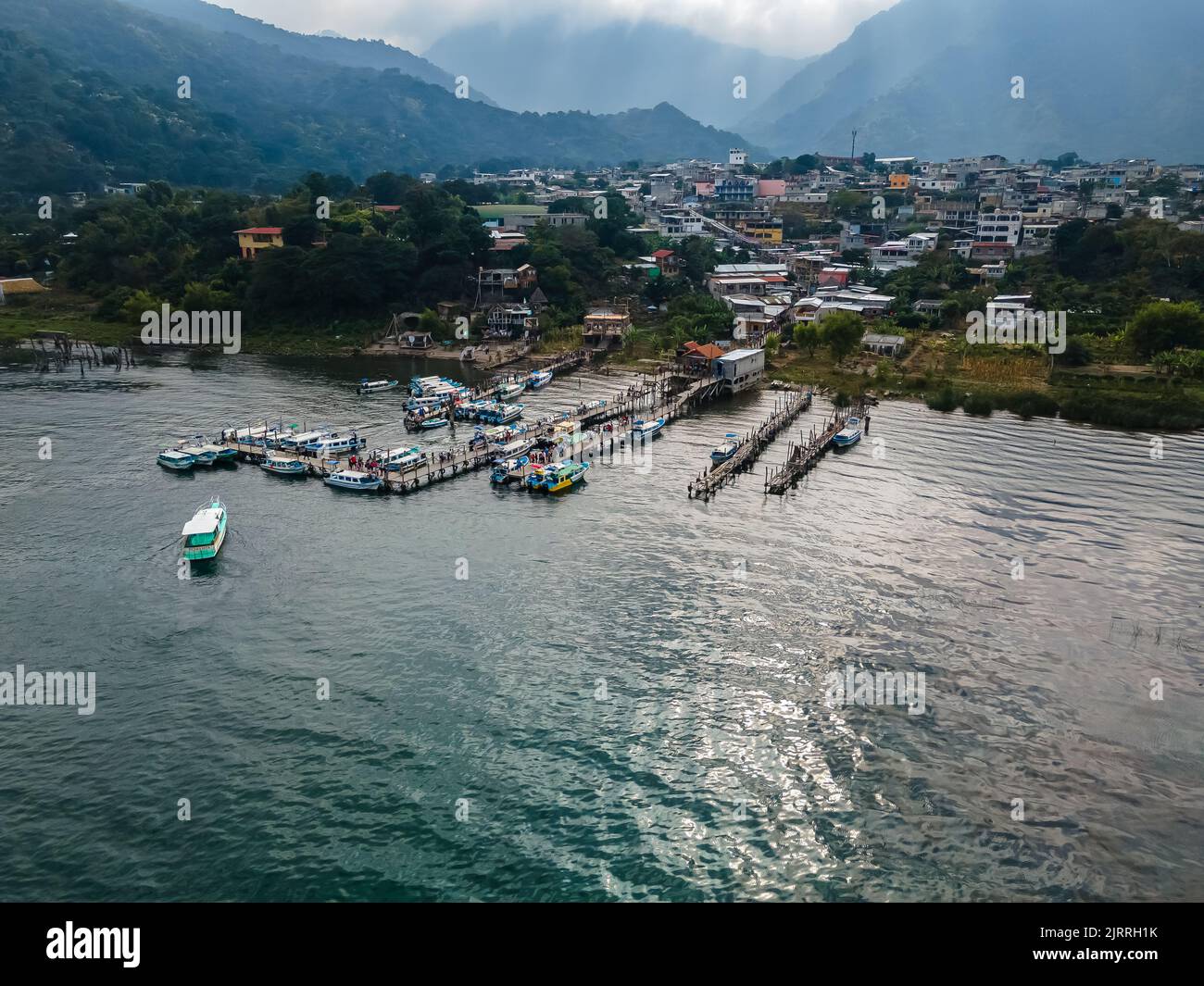 Beautiful aerial view of San Juan la Laguna small town in the Guatemala ...