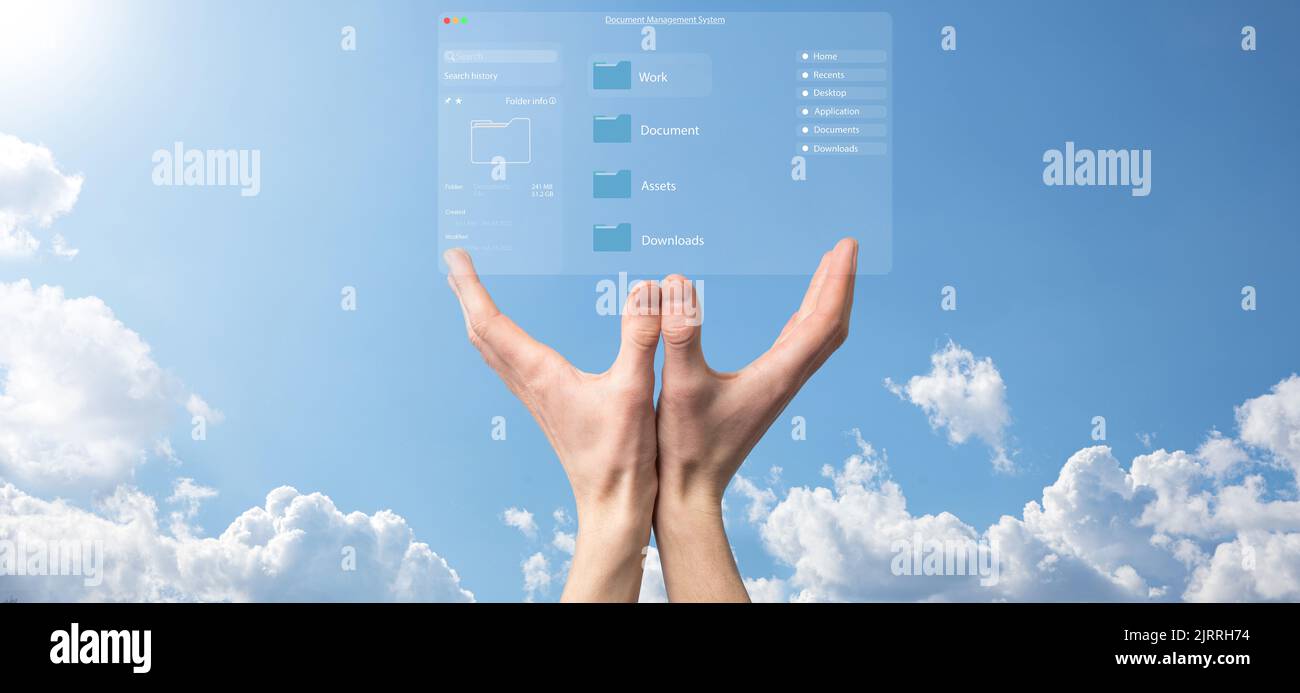 Document management concept. Virtual screen icons Document Management ... Document management concept. Virtual screen icons Document Management ...