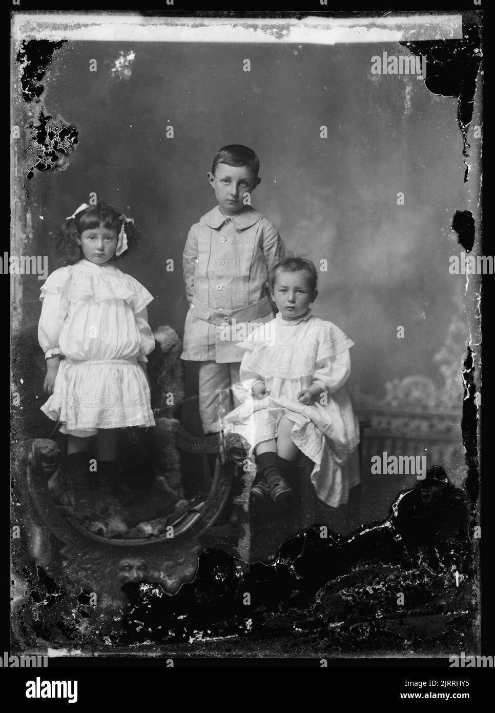 Three children, 27 December 1907, Wellington, by The J. H. Brown Studio ...
