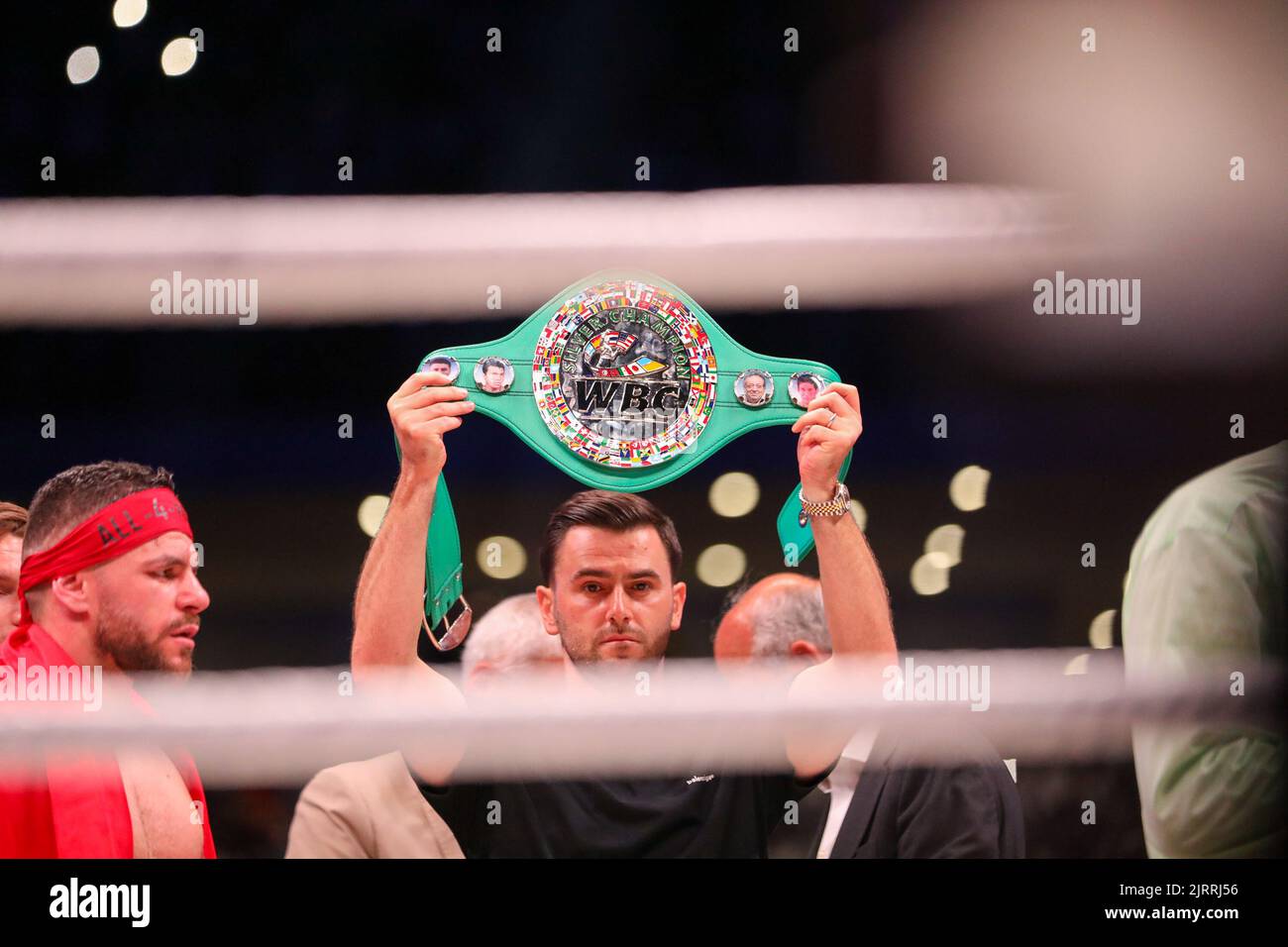 Tirana, Albania. 25th Aug, 2022. WBC champion belt during the boxing ...