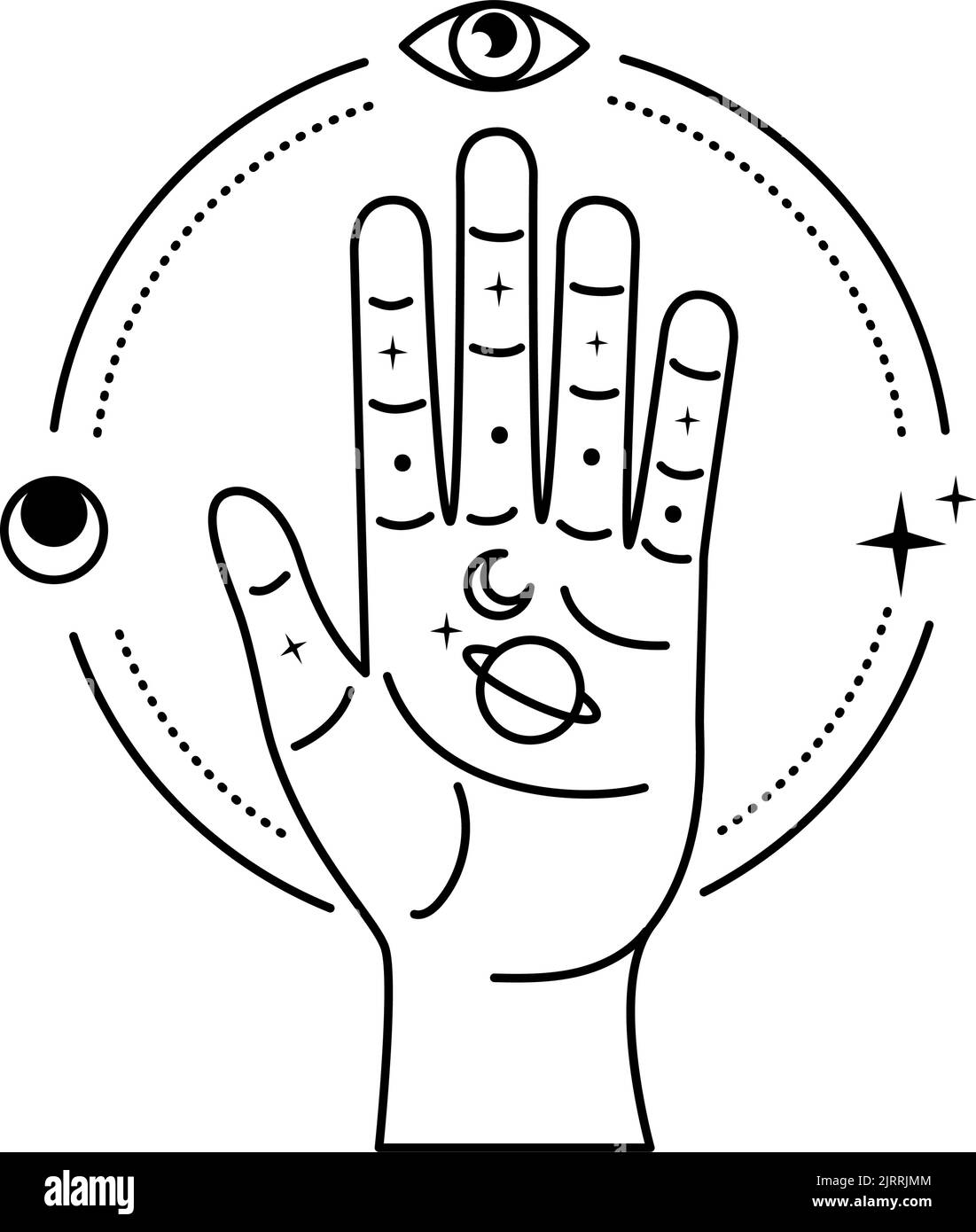hand with universe symbols icon Stock Vector Image & Art - Alamy