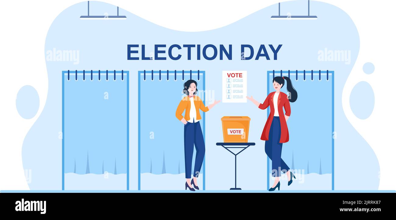 Election Day Political Hand Drawn Cartoon Flat Illustration With Voters