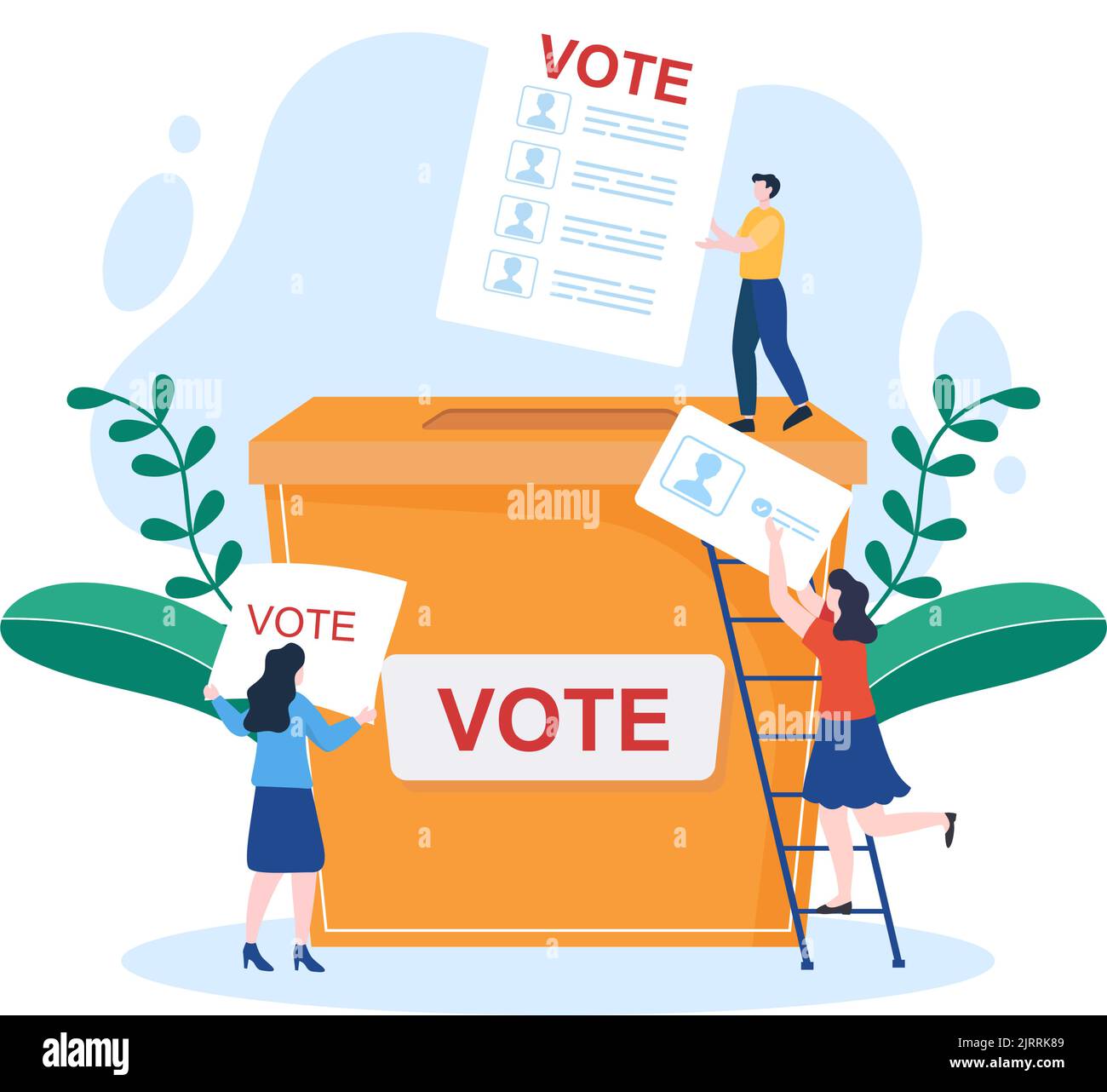 Election Day Political Hand Drawn Cartoon Flat Illustration with Voters ...
